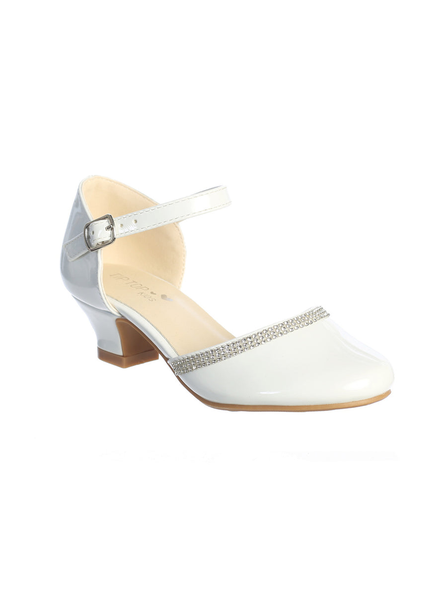 TKS192 Girls White Shoes with Rhinestone Strip (sizes 9 to 8 youth ...